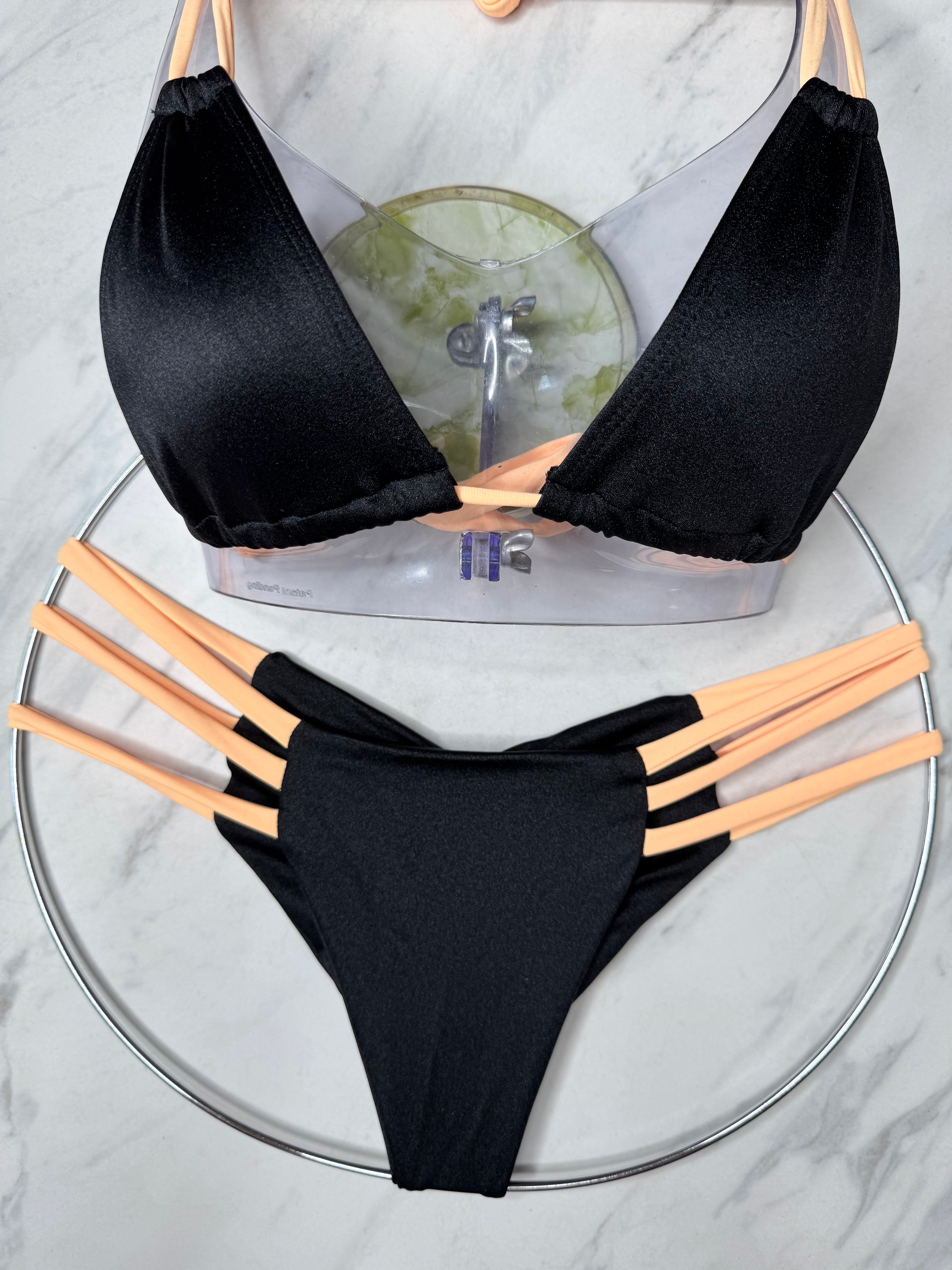 Black & Peach Convertible Top – Fede Swimwear