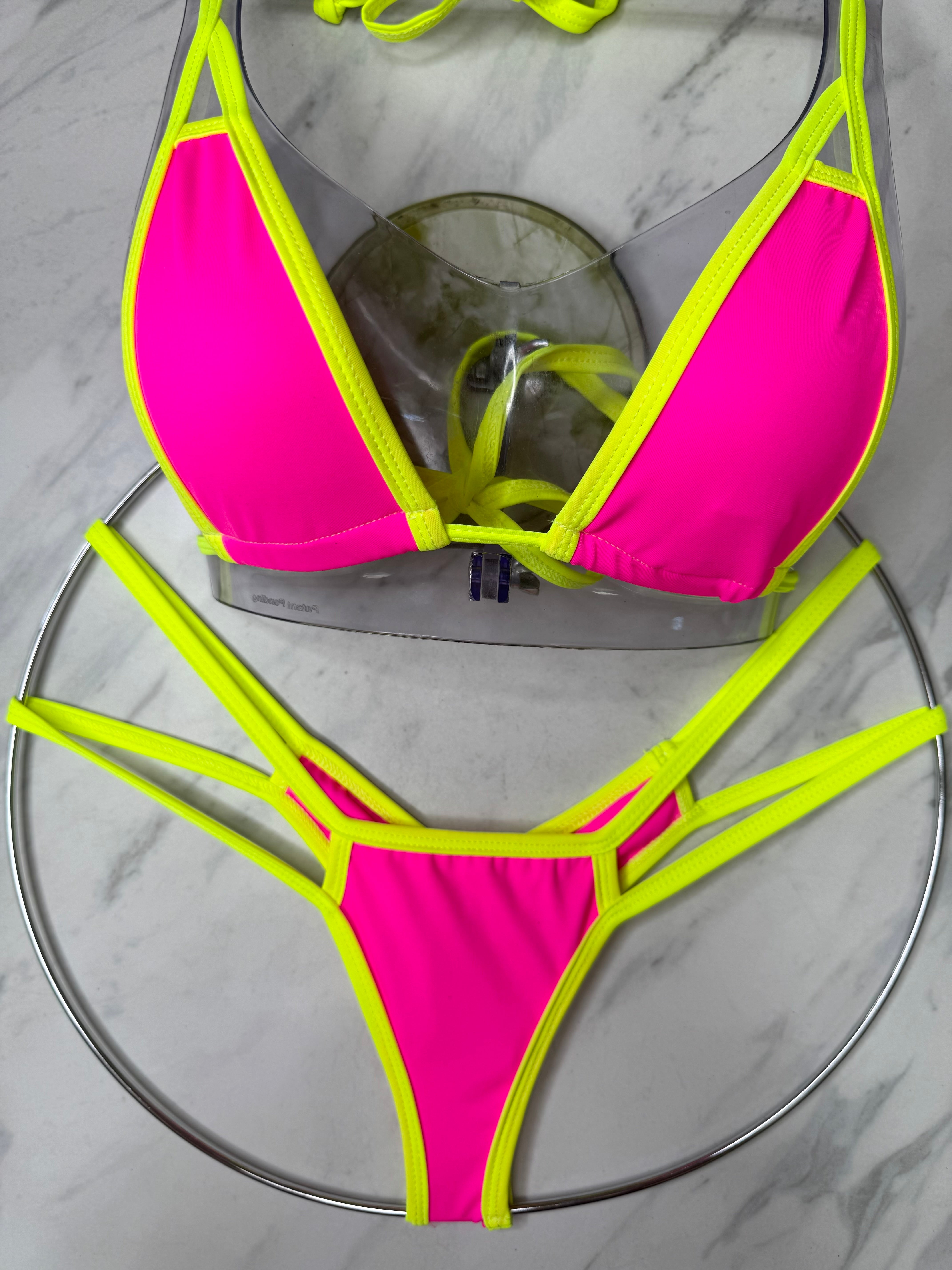 Neon Pink & Neon Yellow "Micro" Bikini – Fede Swimwear