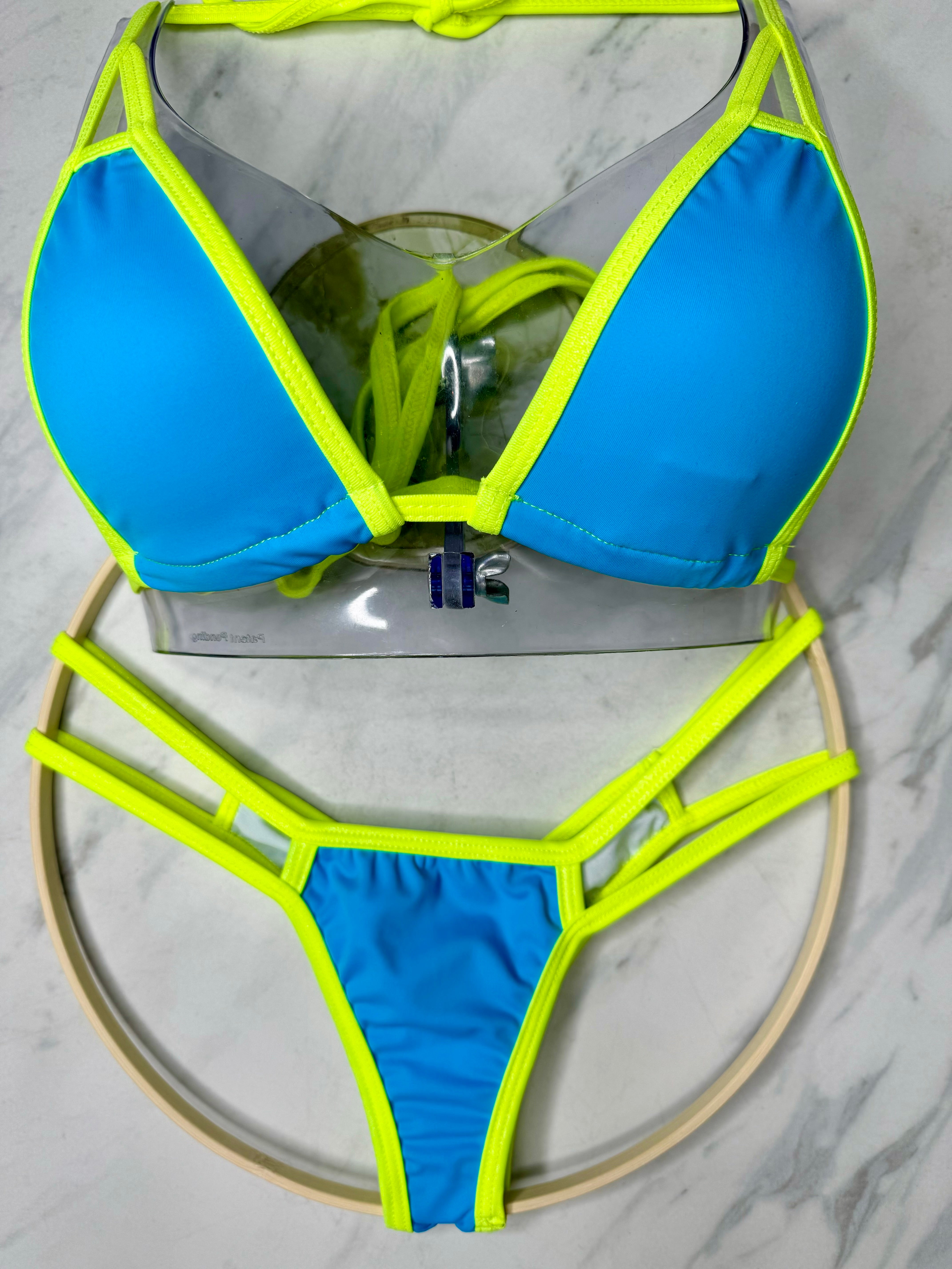 Turquoise & Neon Yellow Micro Top – Fede Swimwear